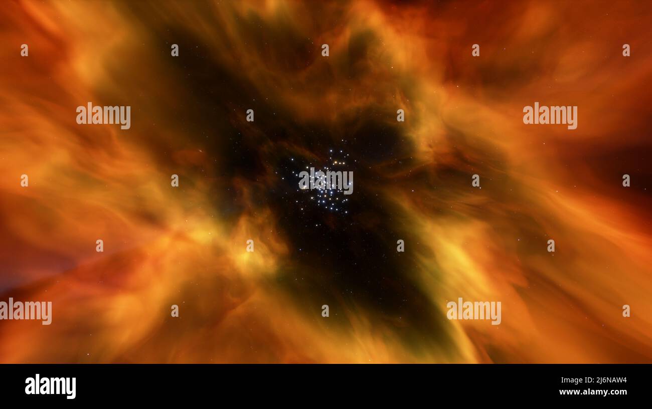 Cosmic nebula in space among stars and galaxies. Gas dust clouds nebula ...