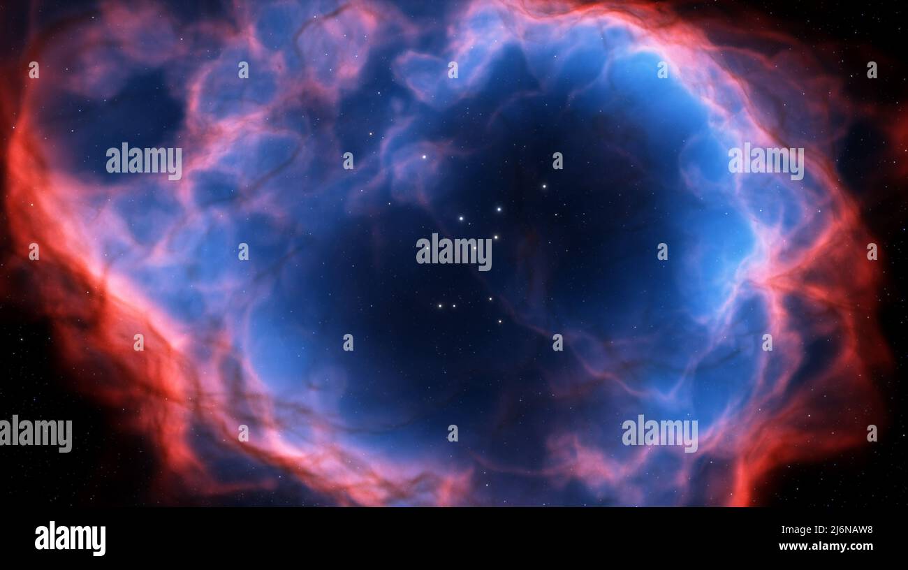 Cosmic nebula in space among stars and galaxies. Gas dust clouds nebula ...