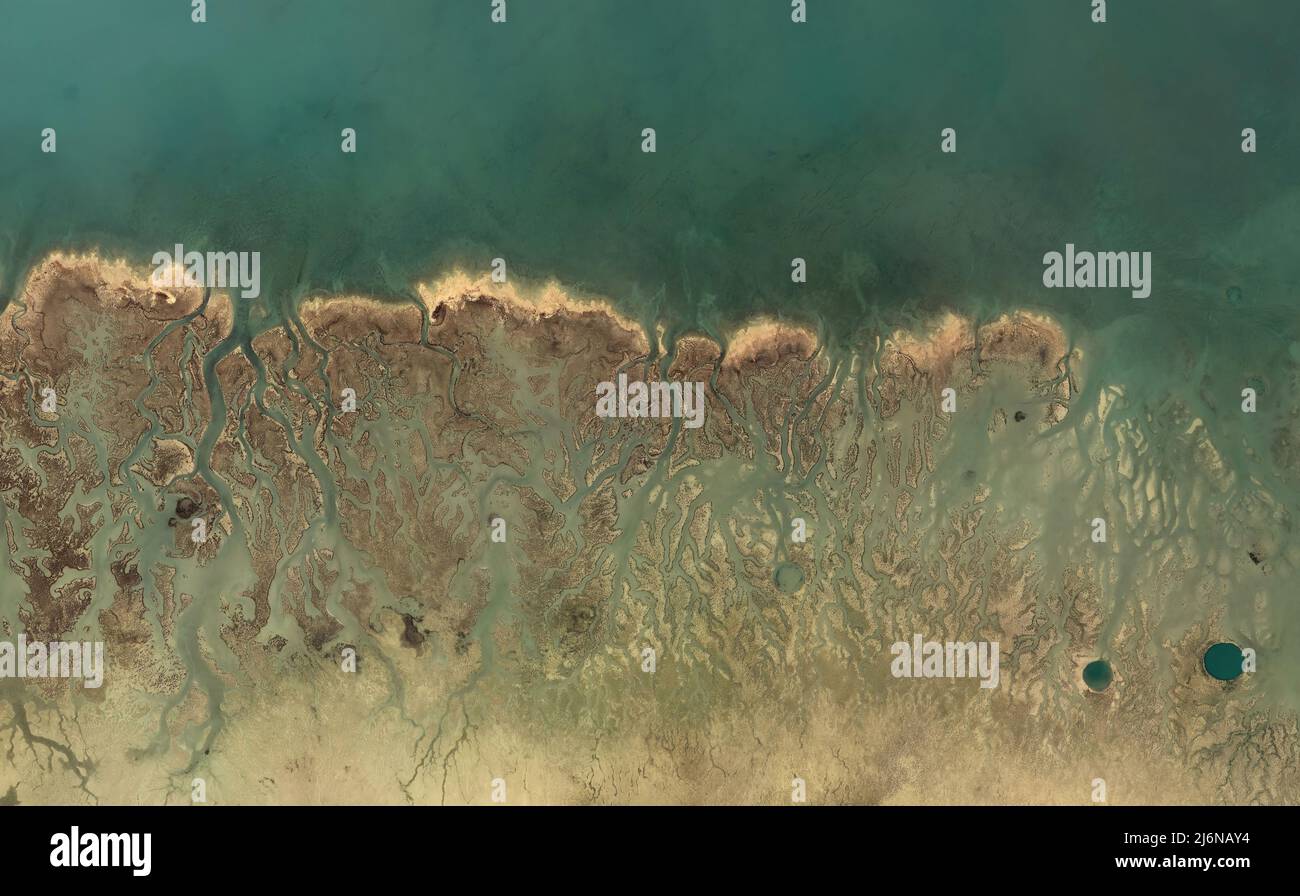 Ocean Bay architectural Satellite Top View Texture Stock Photo - Alamy