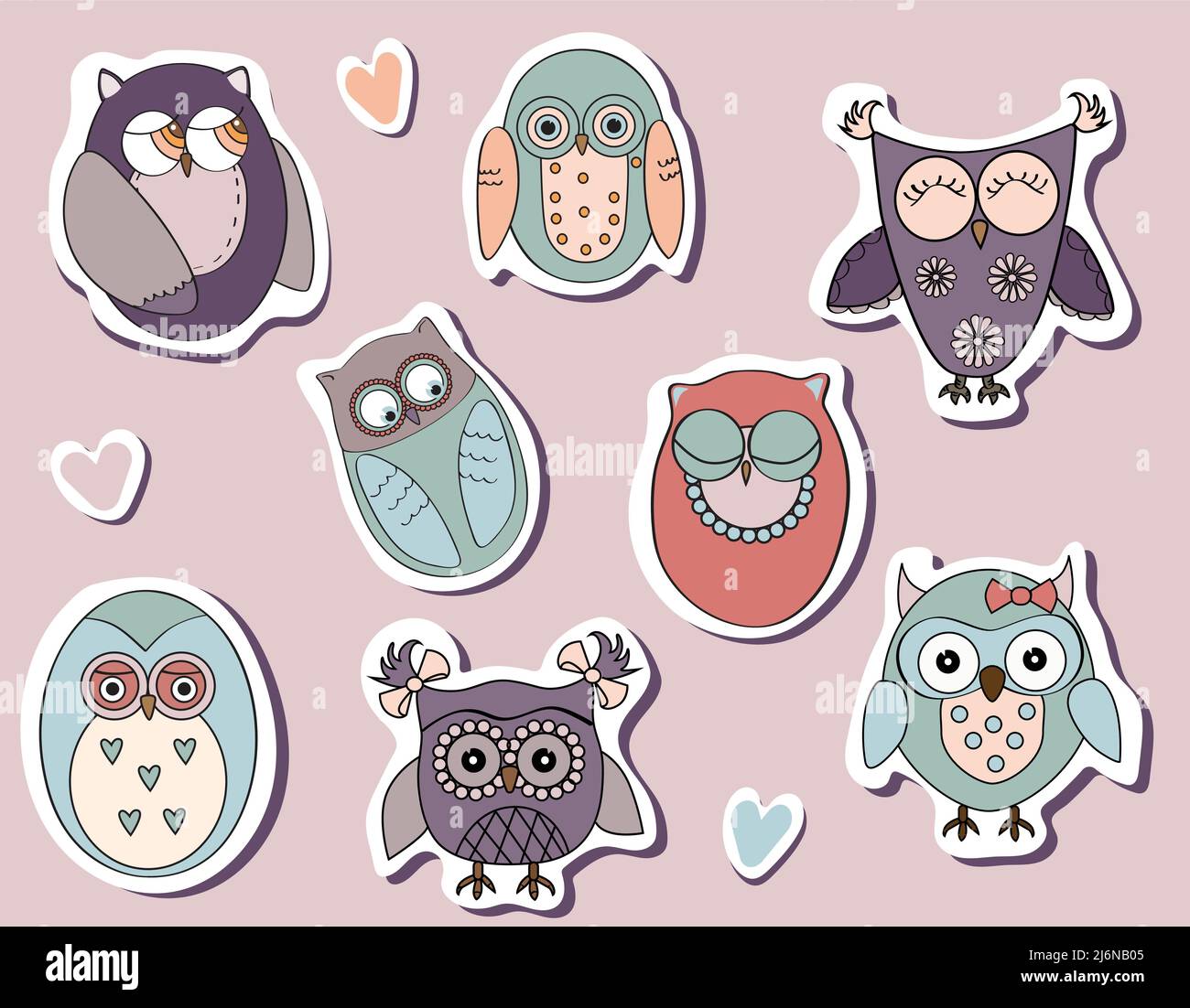 Set of owl stickers Stock Vector Image & Art - Alamy