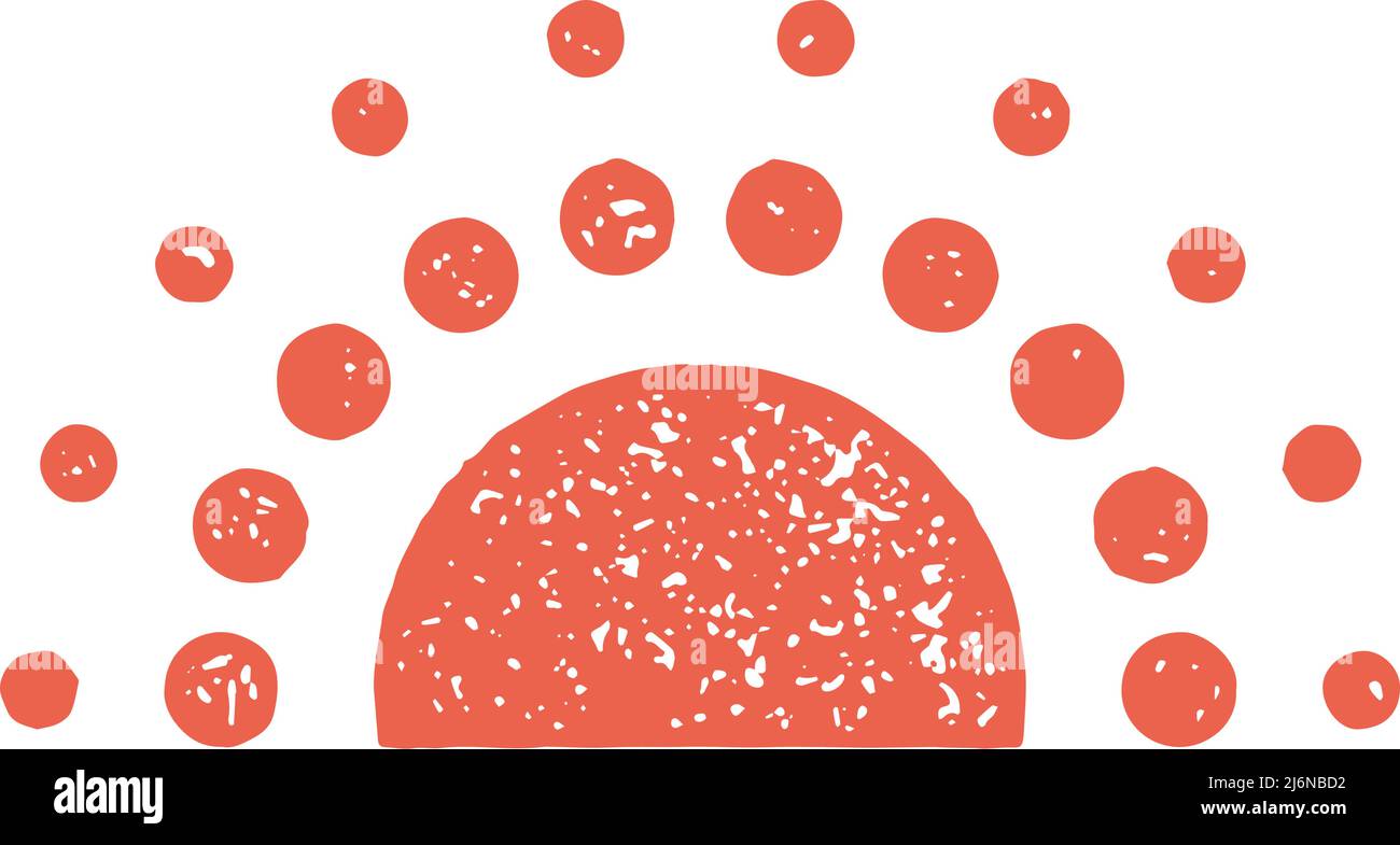 Abstract burning red half arch sun symbol of morning, evening, sunset ...