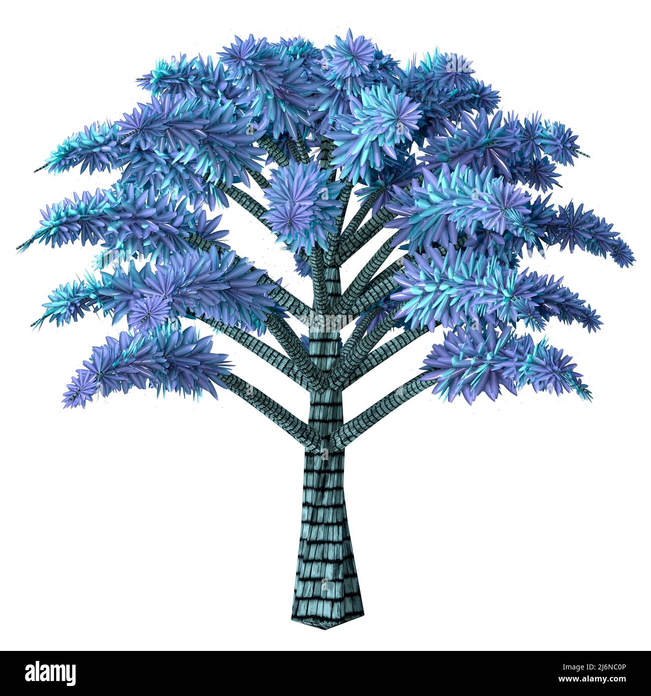3D rendering of a blue fantasy alien tree isolated on white background ...