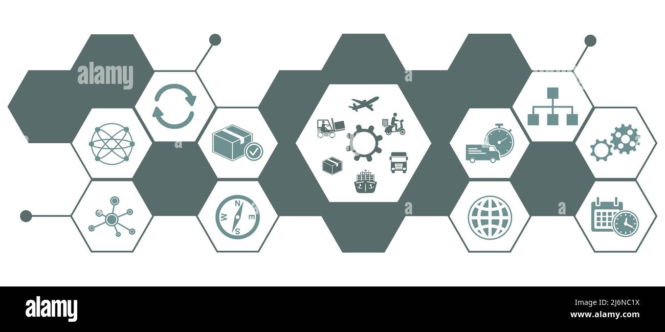 Concept of transportation with connected icons Stock Photo - Alamy