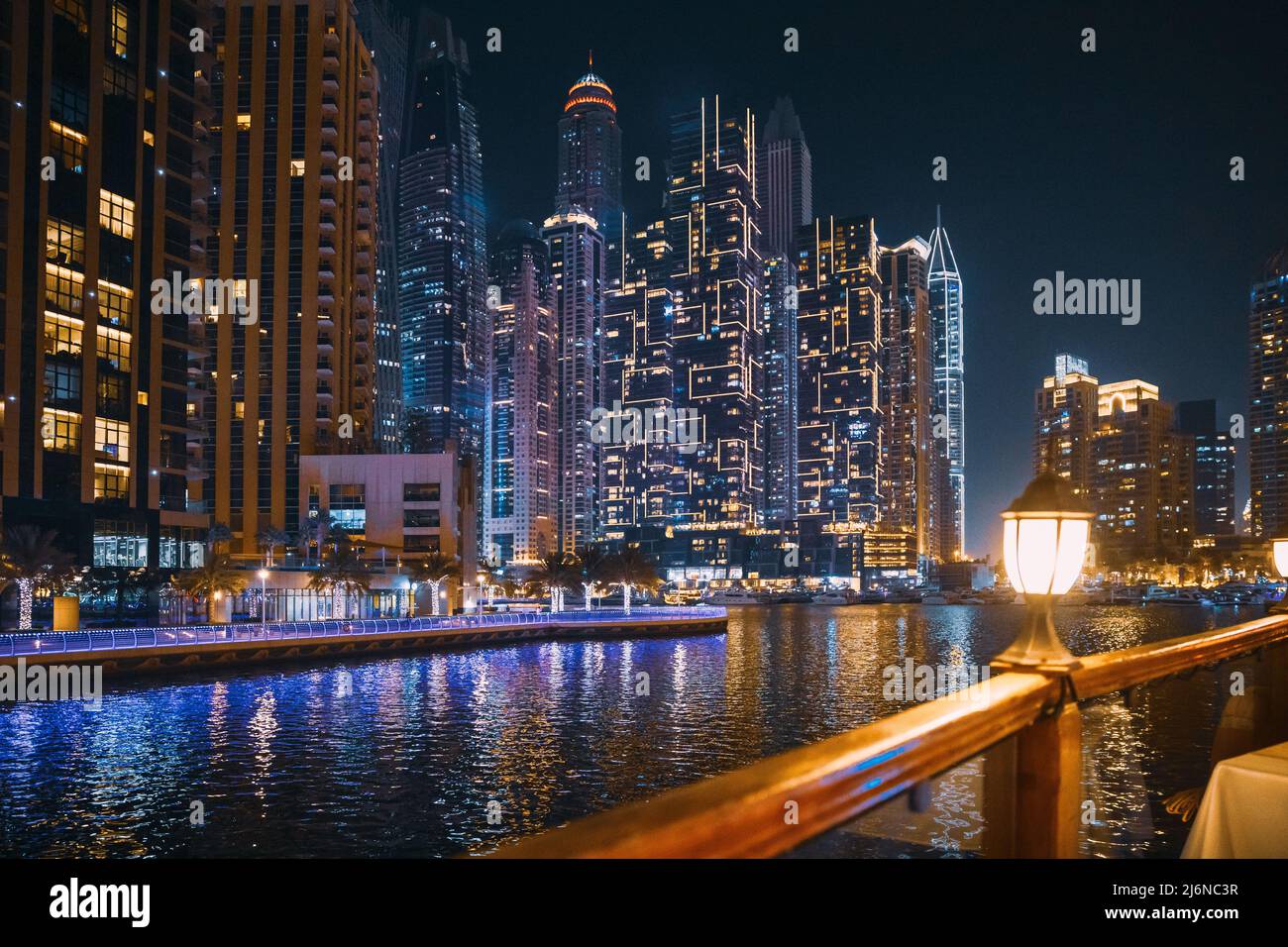 Night View Of City Skyline From Tourist Boat, Sightseeing Boat Sailing ...