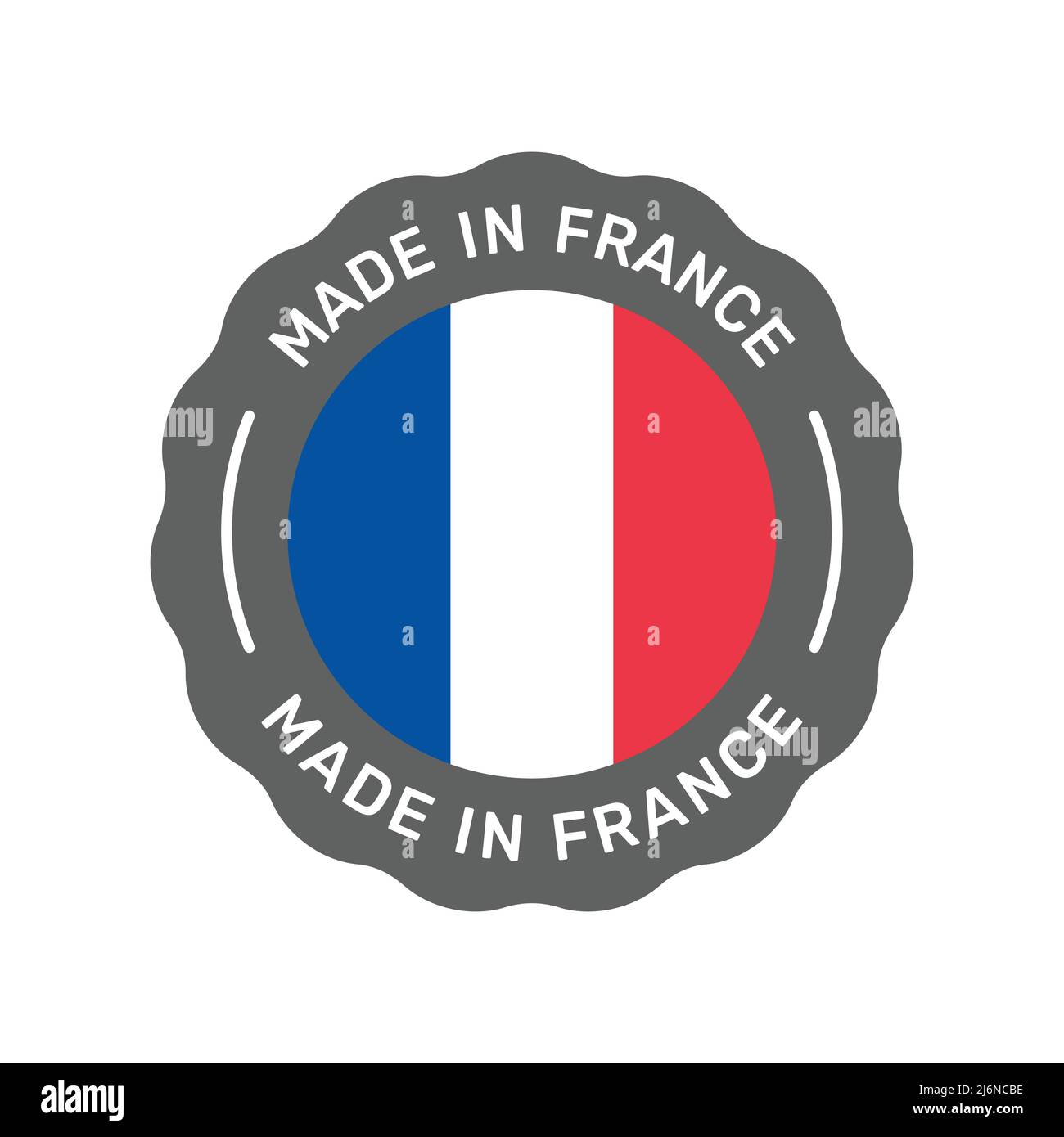 Made in France colorful vector badge. Label sticker with French flag ...