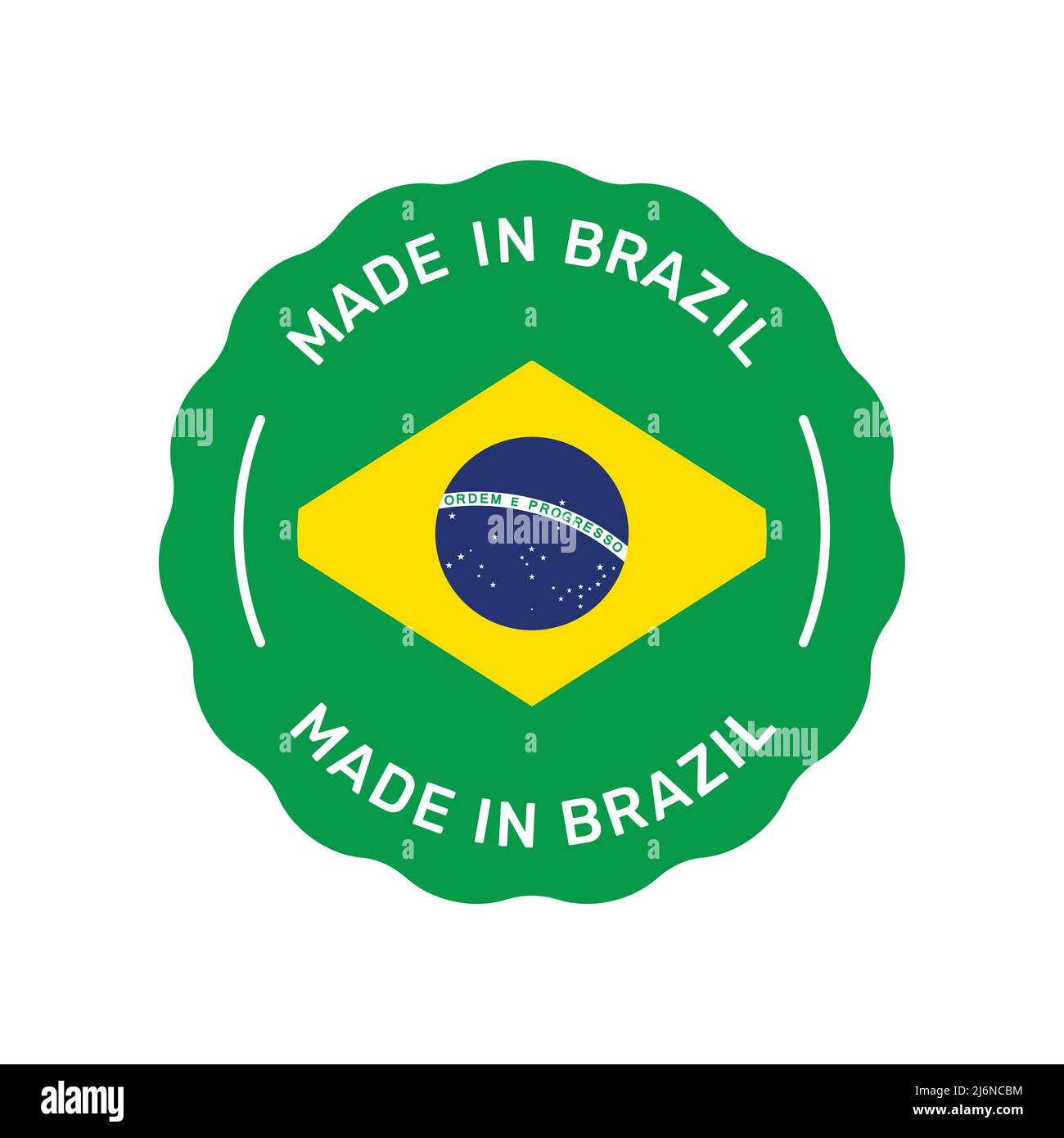 Made in Brazil colorful vector badge. Label sticker with Brazilian flag ...