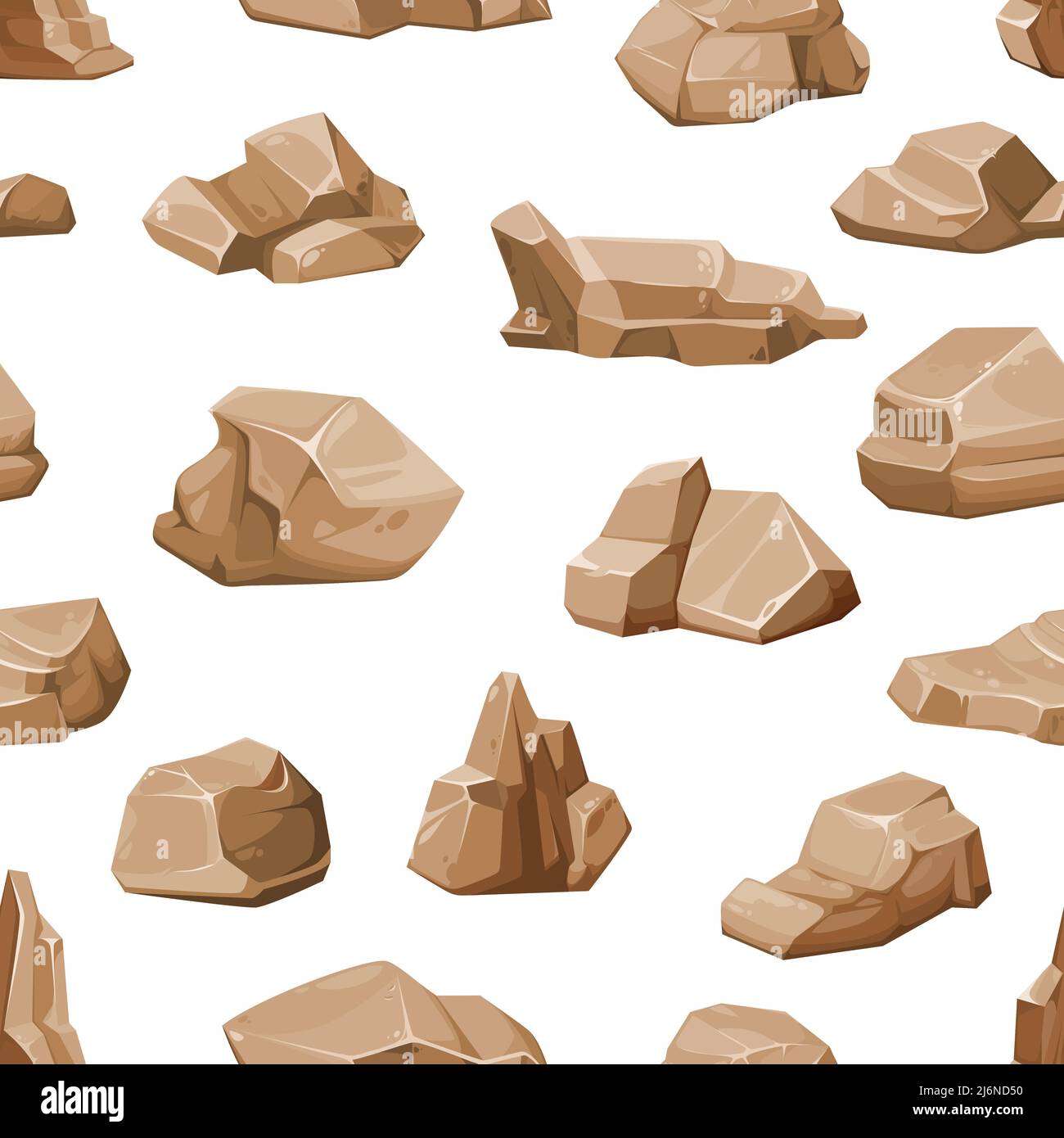 Seamless pattern of brown rock stones and boulders, vector background ...