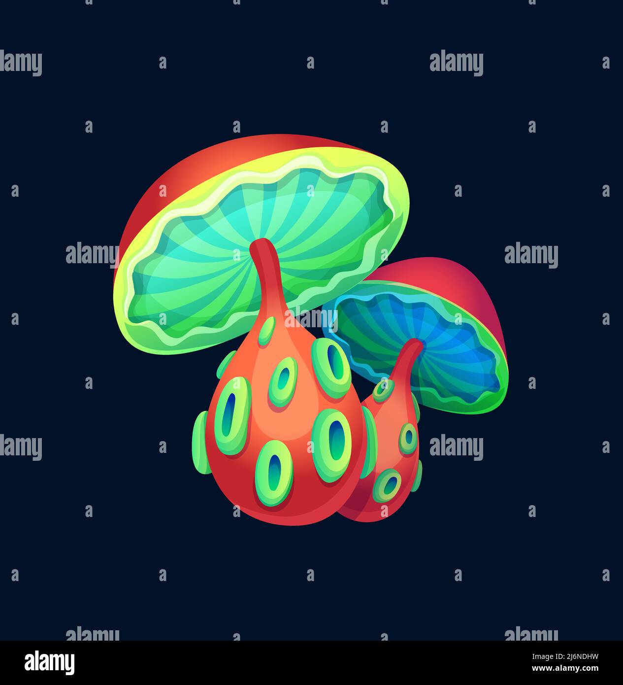 Fantasy magic toxic plumb mushroom. Alien planet mushroom, cartoon ...