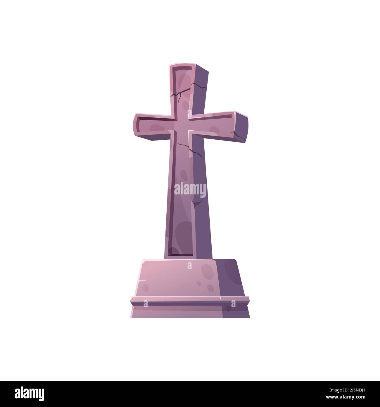Tombstone and cross icon, grave stone Halloween symbol isolated cartoon cemetery and graveyard ...