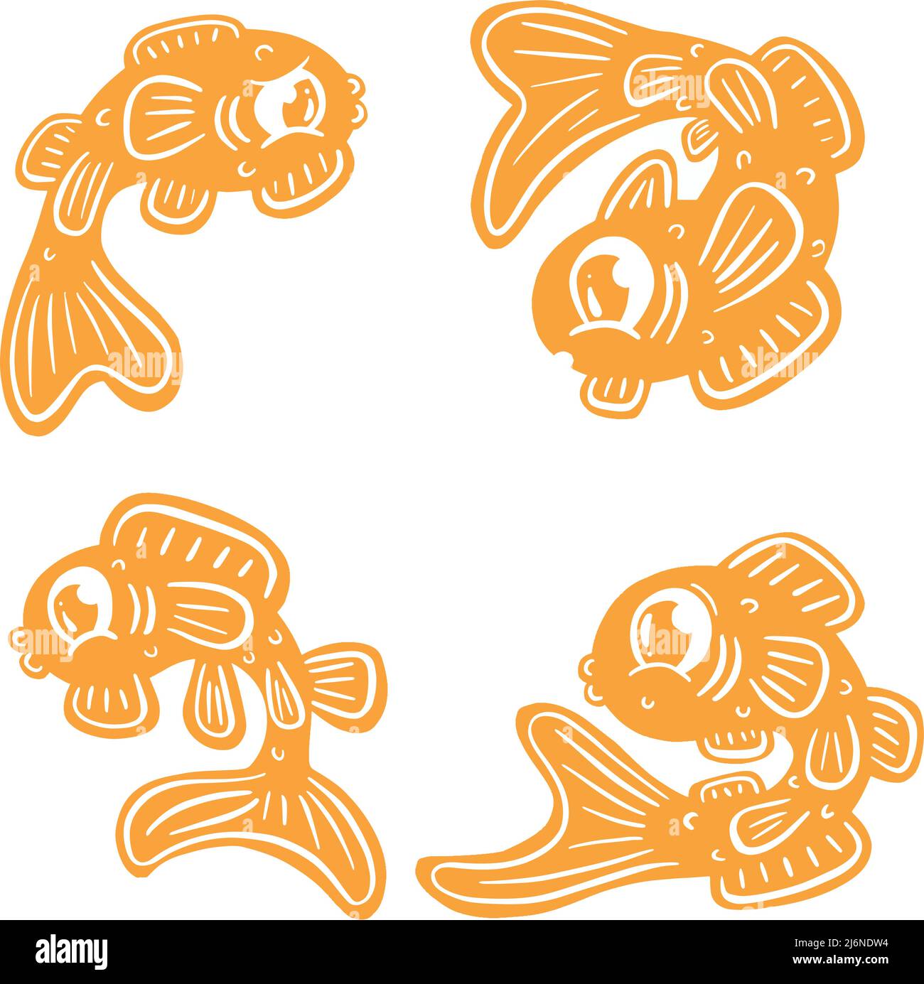 Cartoon Style Fish Goldfish Icon or Logo Idea for Fishing Stock Vector ...