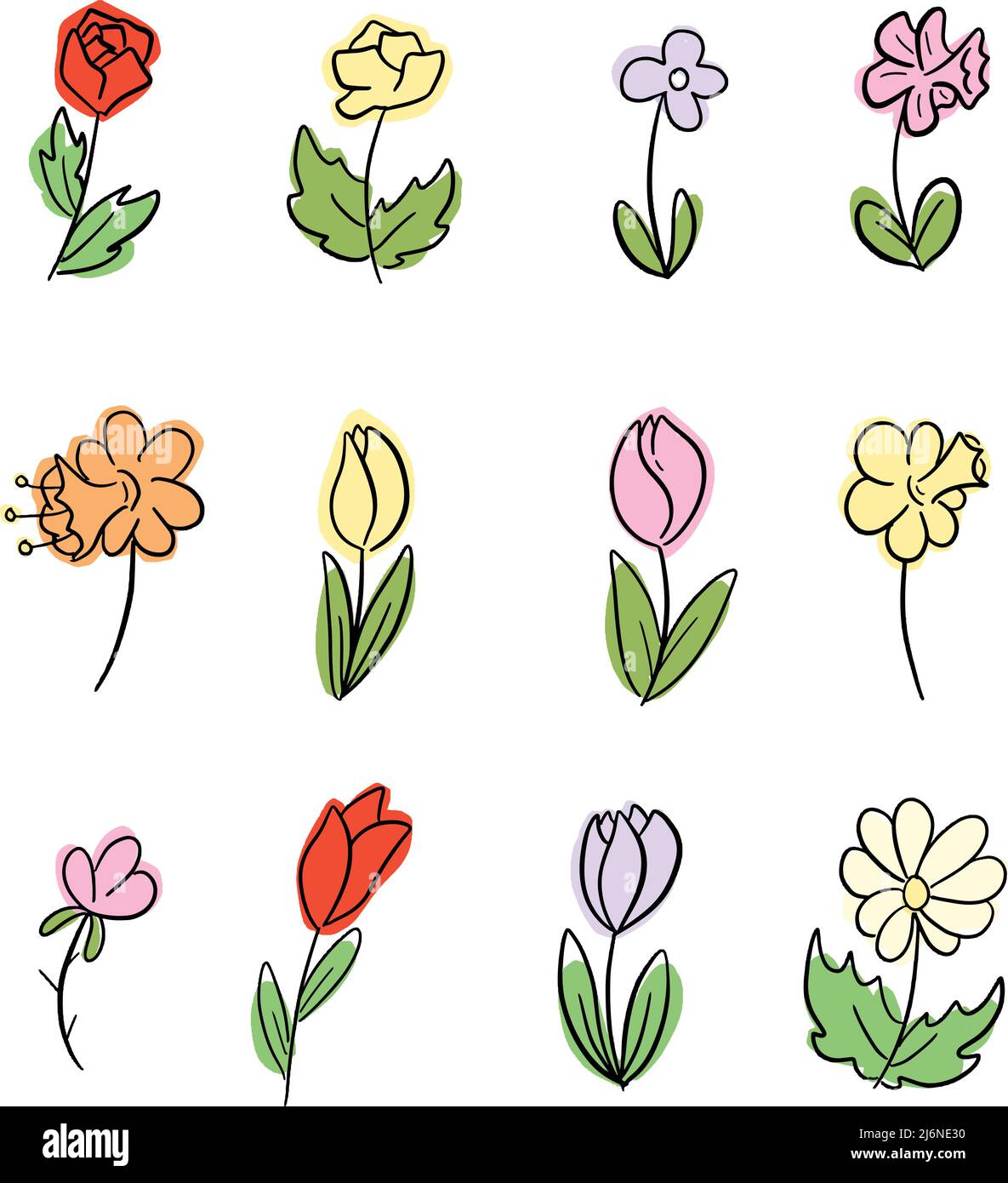 Wildflower doodle hi-res stock photography and images - Alamy