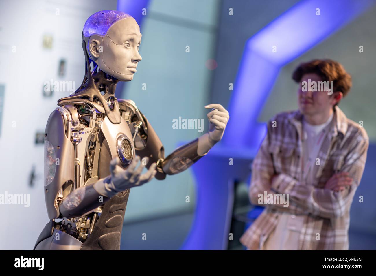 Nuremburg, Germany. 03 May 2022, Bavaria, Nuremberg: The AMECA robot ...