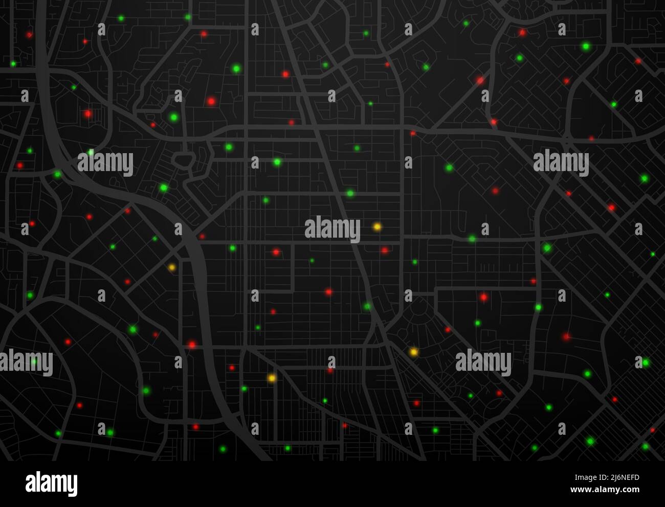 Surveillance or satellite traffic tracking. City map screen with ...