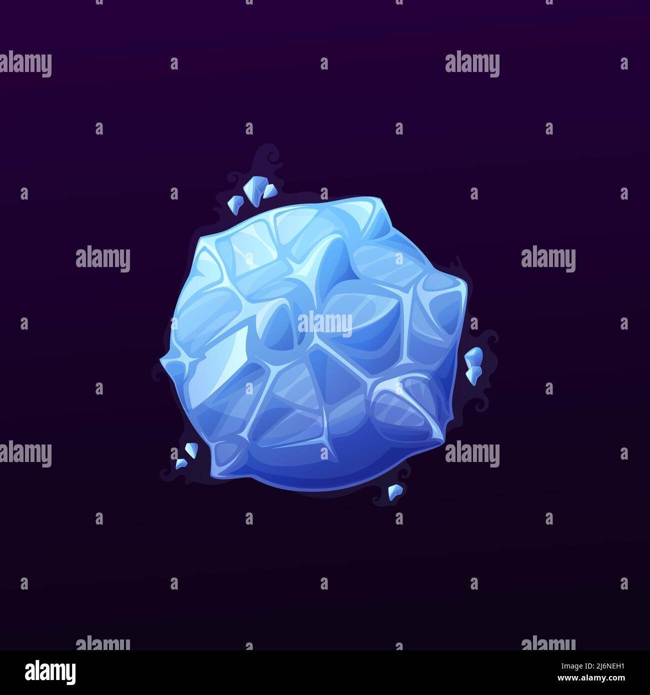 Space planet with blue ice crystals. Vector fantasy game ui element ...