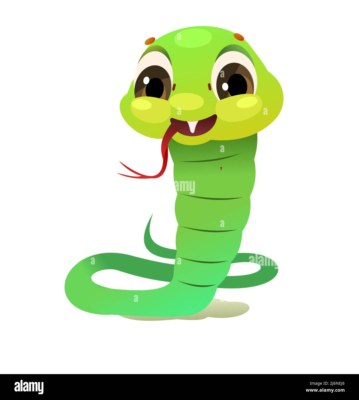 Cheerful baby snake stand. Cartoon style illustration. Cute childish ...