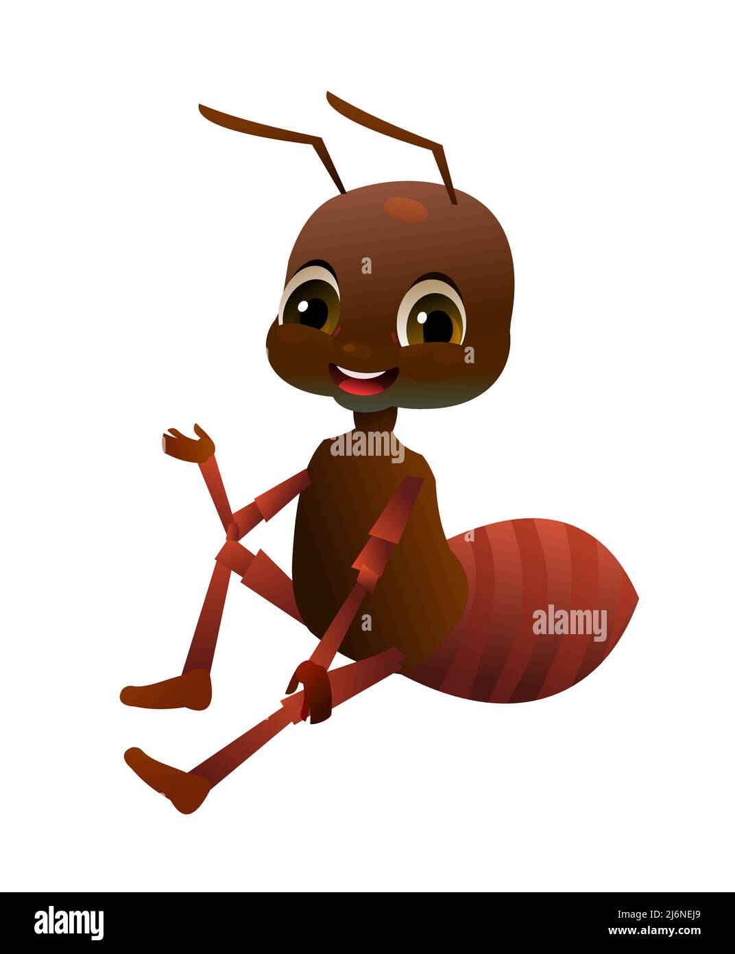 Brown ant sits. Wildlife object. Little funny insect. Cute cartoon ...