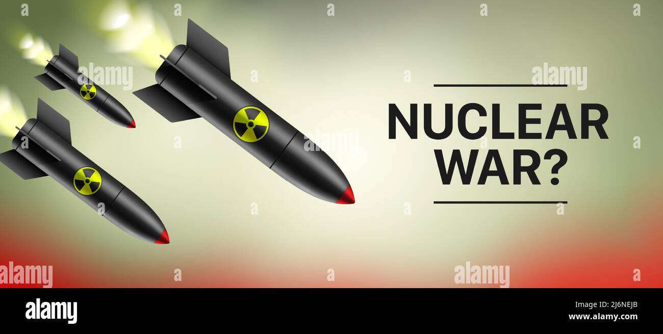 Black atomic bombs falling down on a dark toxic sky background. Nuclear ...