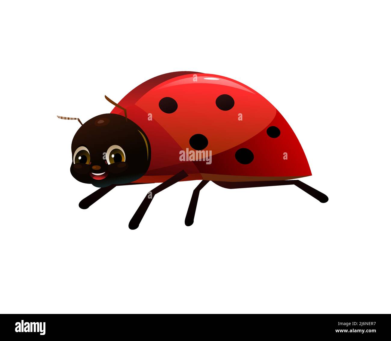 Ladybug red. Wildlife object. Little funny insect. Cute cartoon style ...