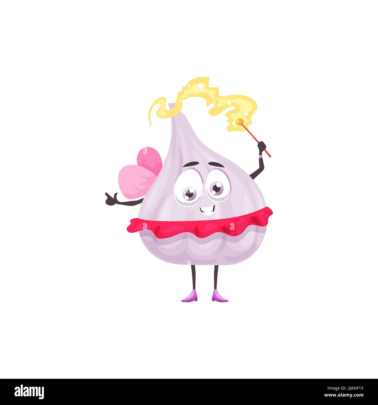 Cartoon garlic fairy character. Ripe vegetable funny vector mascot ...