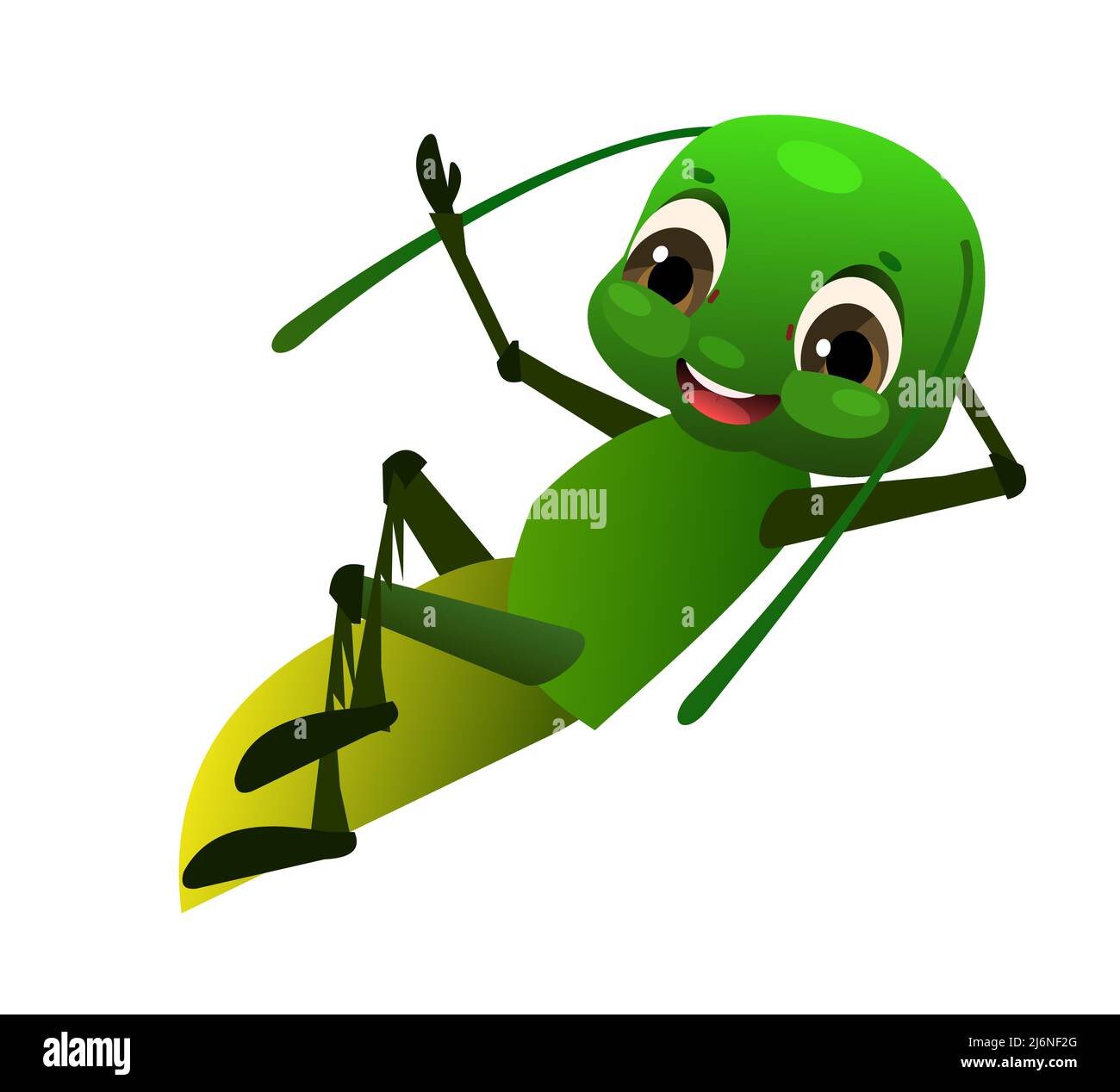 Green grasshopper lie. Wildlife object. Little funny insect. Cute ...