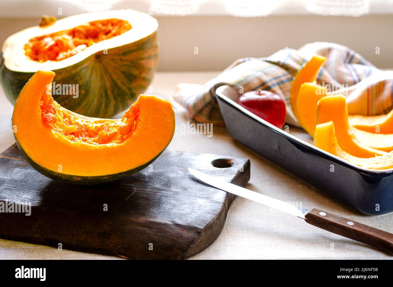 Raw Orange Organic Butternut Squash Ready to Bake Stock Photo - Alamy