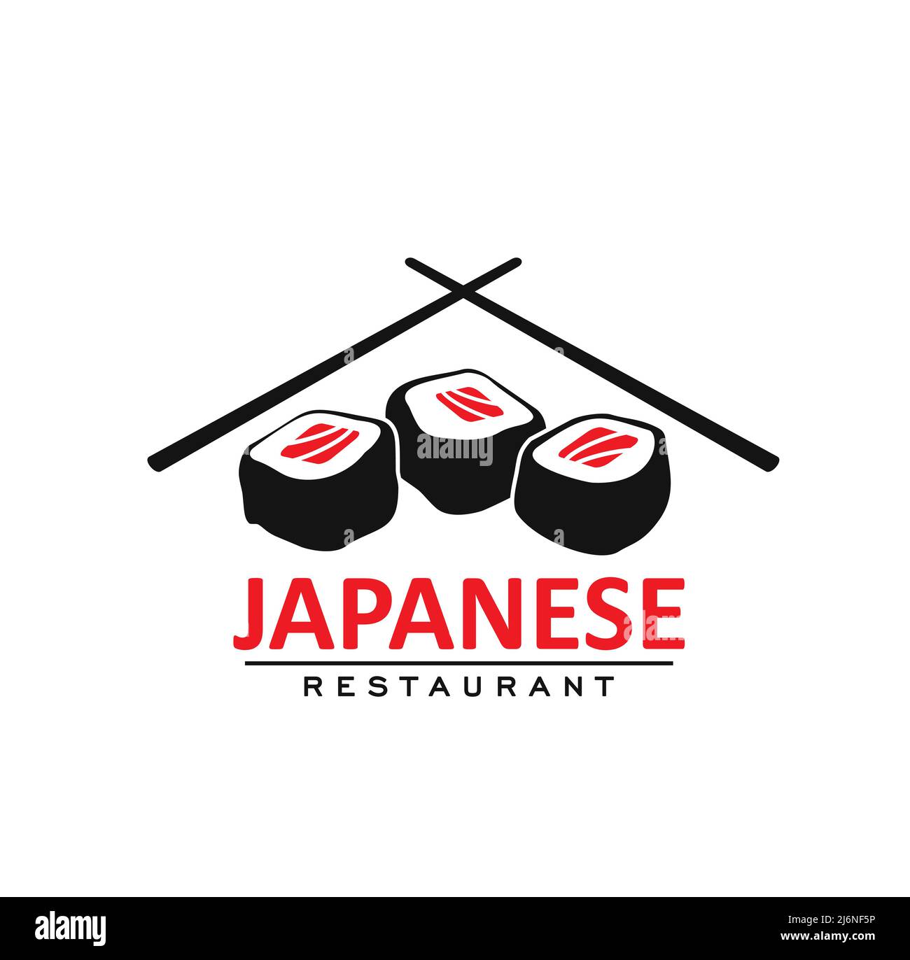 Japanese cuisine restaurant icon with rolls and sticks, vector Asian ...