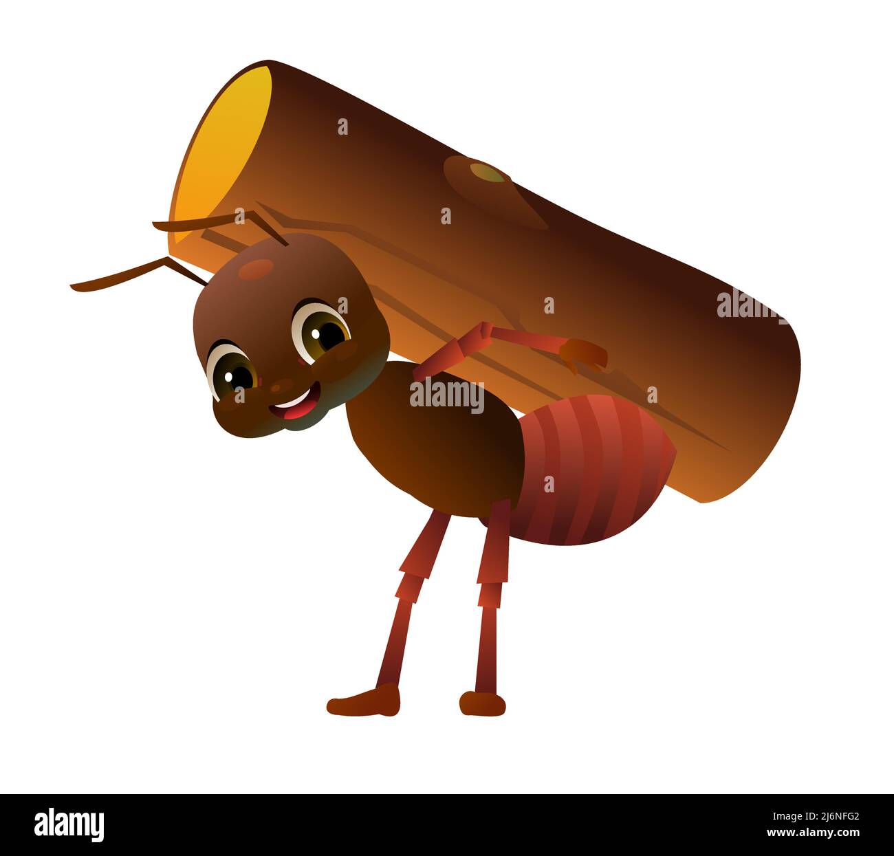 Brown ant carries log. Wildlife object. Little funny insect. Cute ...