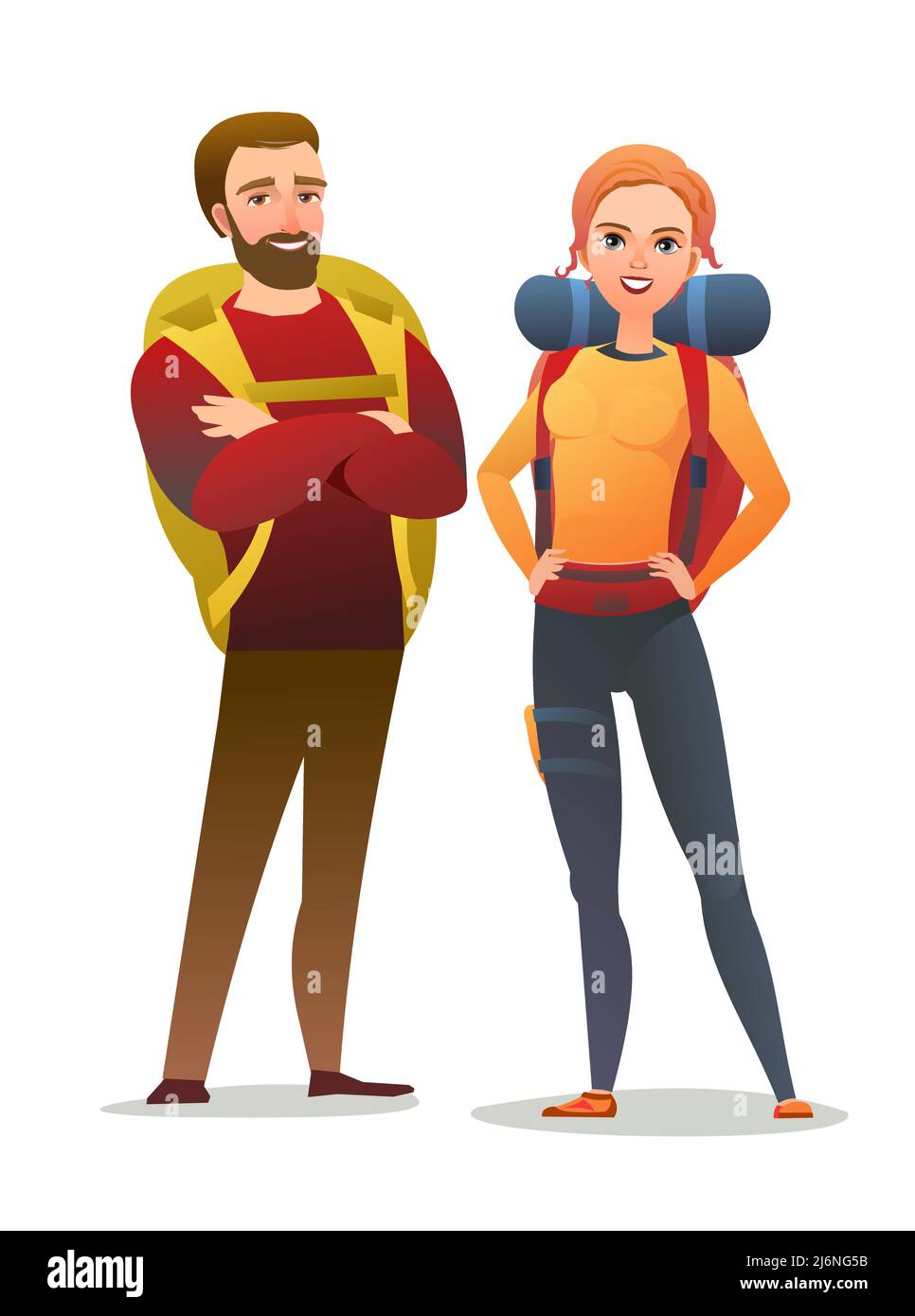 Family tourist backpacker. Backpack on his back. Cheerful person ...