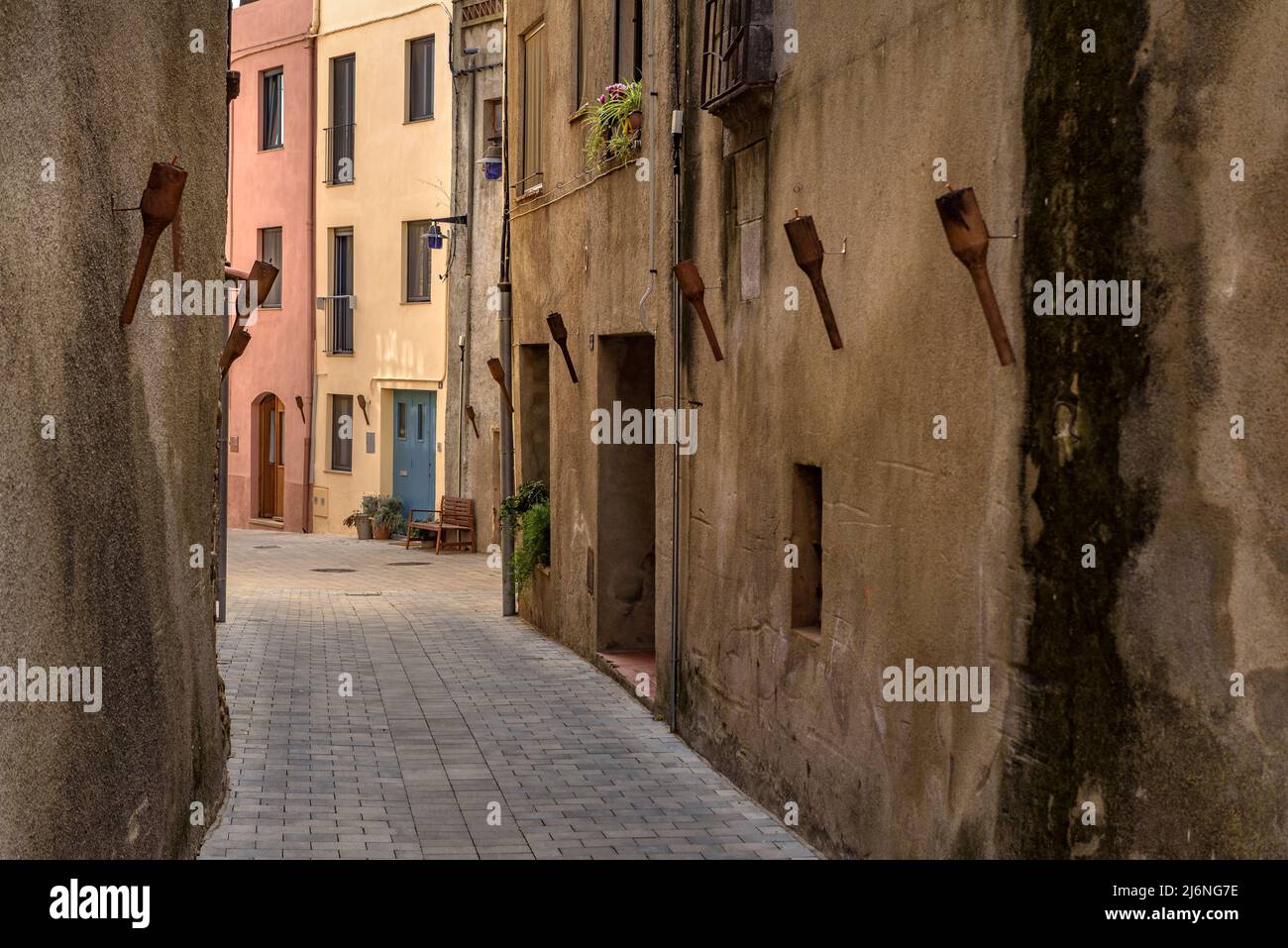 Main street (Carrer Major) of Verges, which has a medieval origin (Baix ...