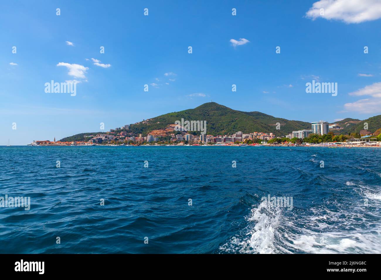 Budva Coast view from the Sea . Coastal town in Montenegro Stock Photo ...
