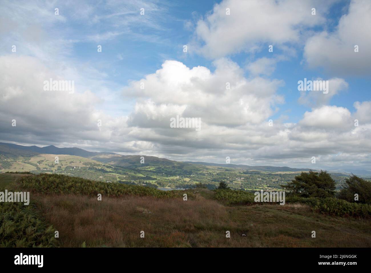 Cloud passing across fells viewed from Letterbarrow near Hawkshead the ...