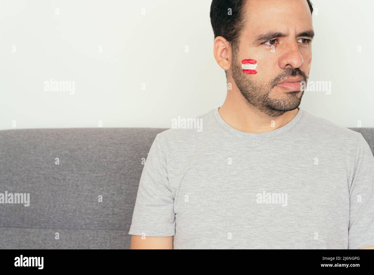 Peruvian fan is ready to cheer on his team at the World Cup Stock Photo ...