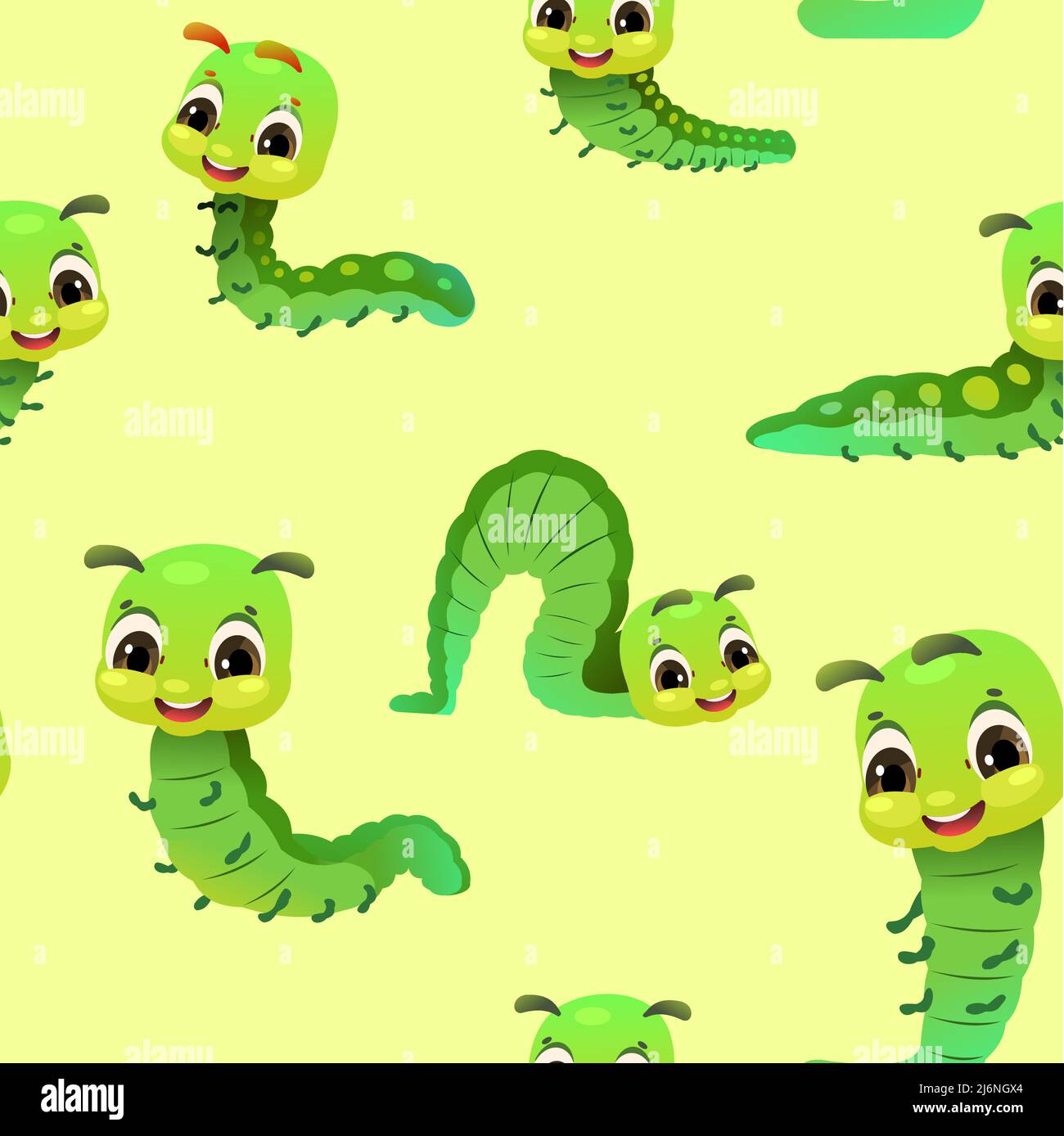 Caterpillar crawling. Seamless pattern. Wildlife object. Little funny ...