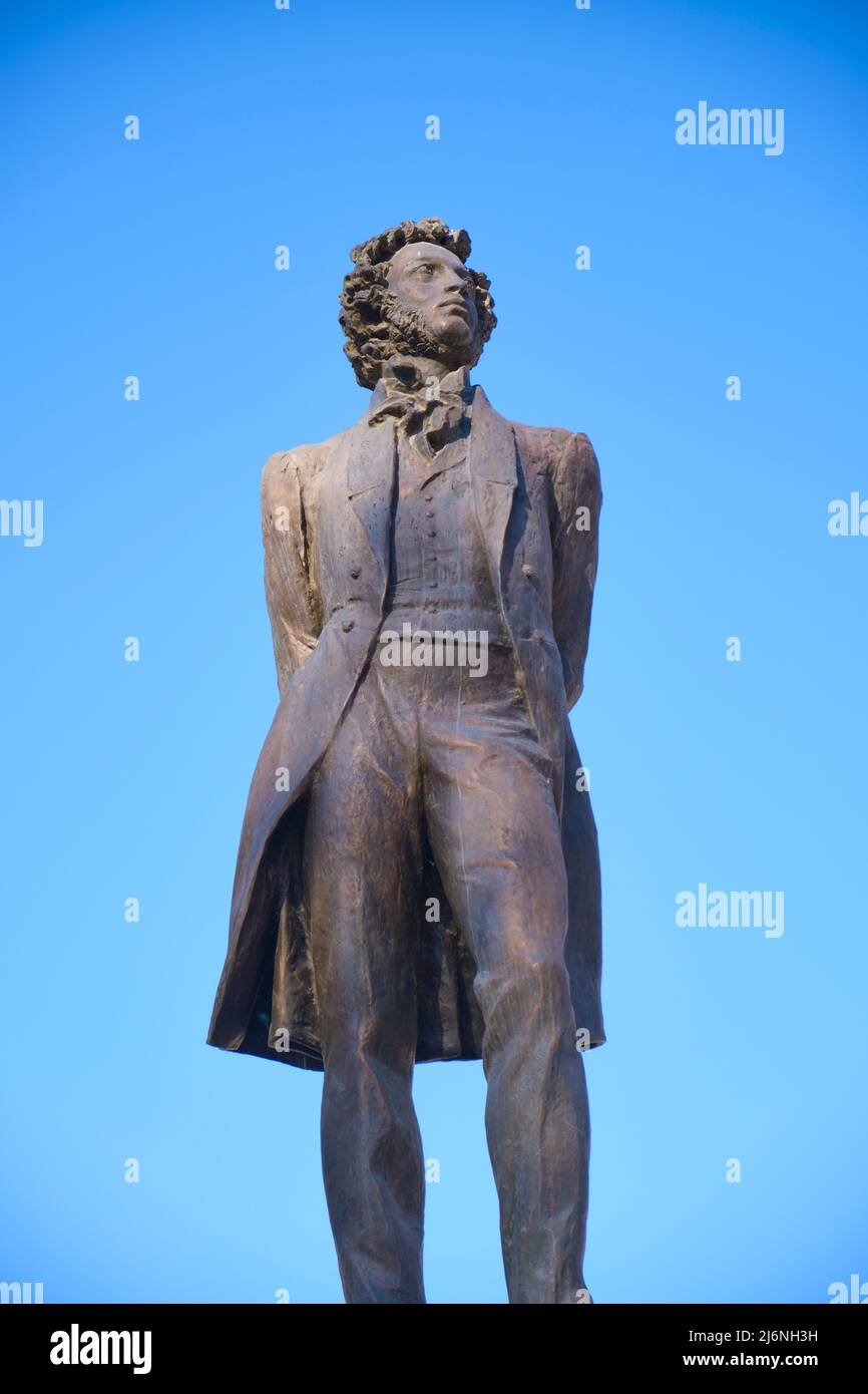 A bronze statue, sculpture of the Russian writer and poet, Alexander ...
