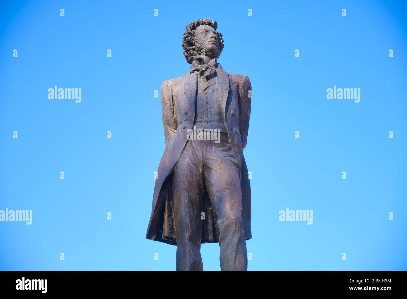 A bronze statue, sculpture of the Russian writer and poet, Alexander ...