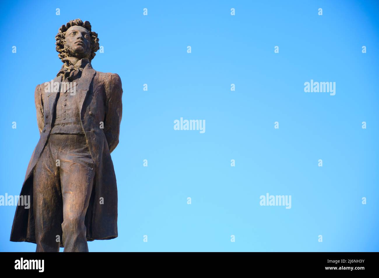 A bronze statue, sculpture of the Russian writer and poet, Alexander ...