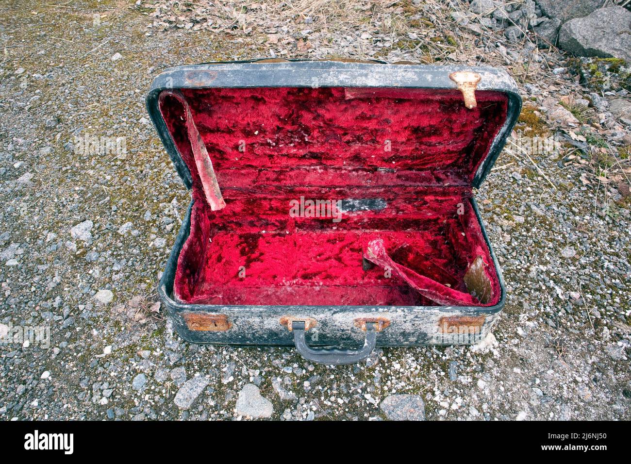 Old abandoned suitcase outdoors Stock Photo - Alamy