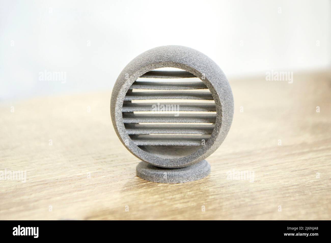 One model printed on 3D printer. Gray object printed on 3D printer made ...