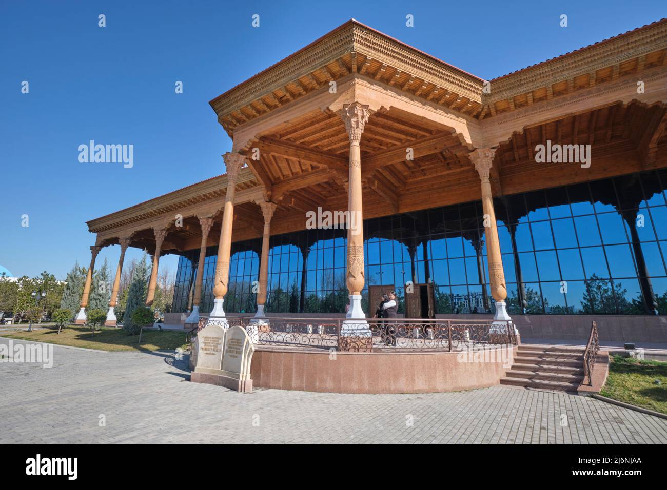 The traditional wood carved columns of the annex history museum for ...