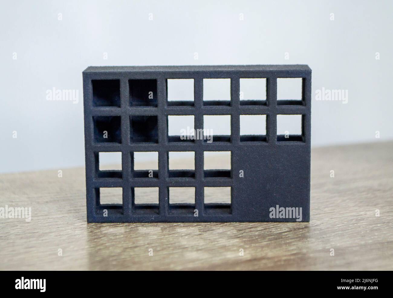 One model printed on 3D printer. Gray object printed on 3D printer made ...