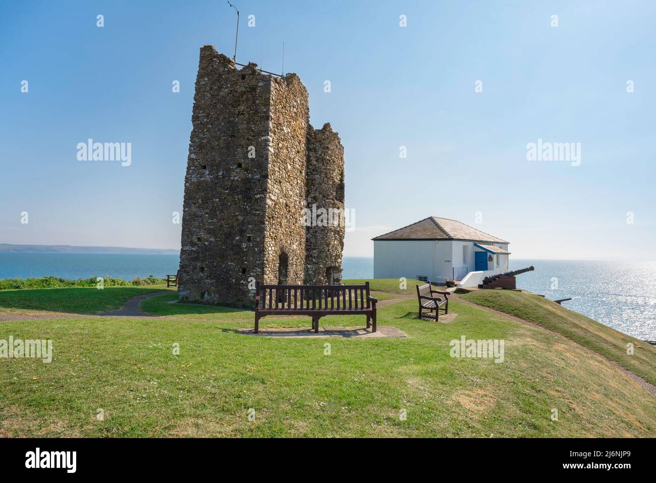 Tenby Castle Wales, view in summer of the remains of the 12th Century ...