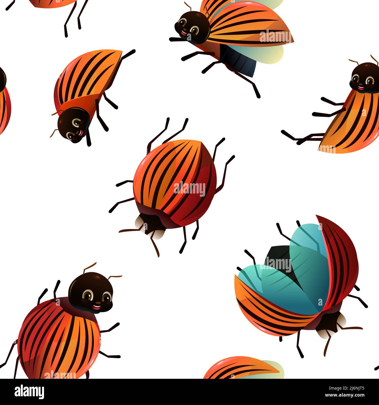 Colorado beetle. Seamless pattern. View from the back. Wildlife object ...
