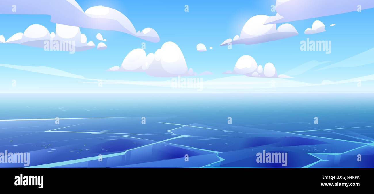 Arctic frozen sea landscape with flat ice surface. Background of winter ...