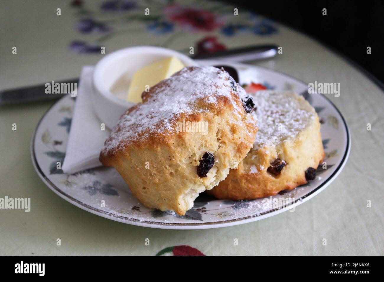 Traditional British scones baked with sultanas Stock Photo - Alamy