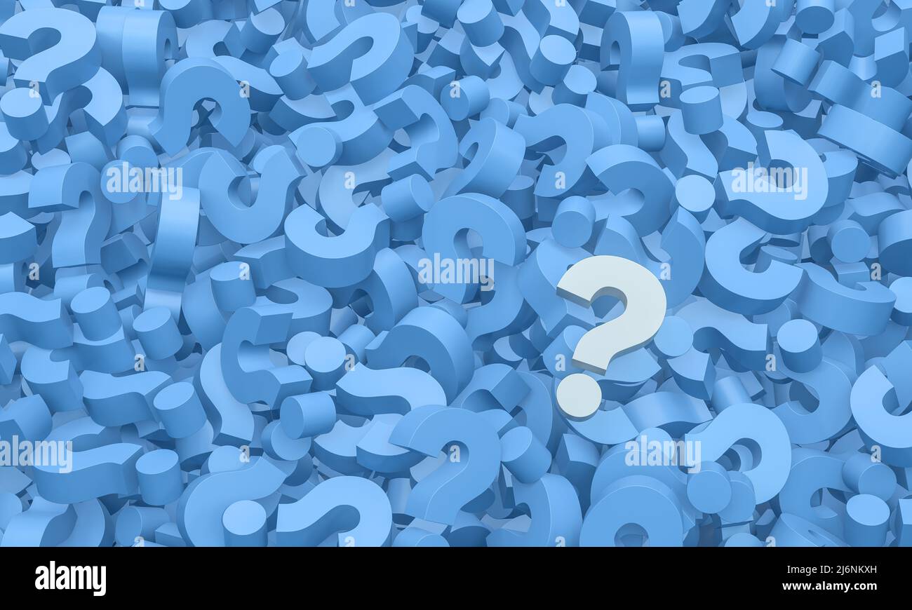 White question mark on a background of question marks. 3d illustration ...