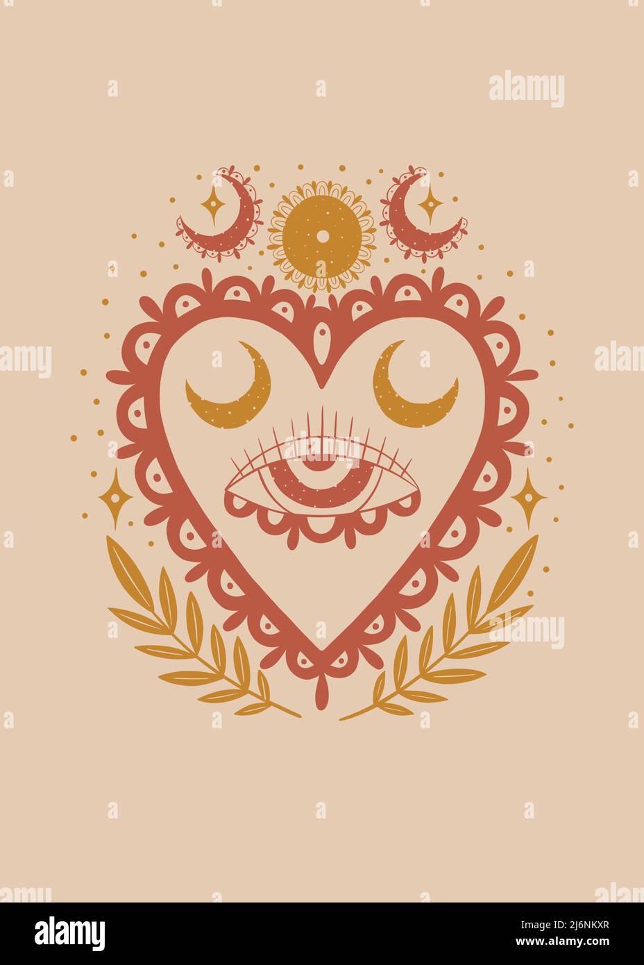 Mystic aesthetic witch mage composition print. Hand draw black color ...