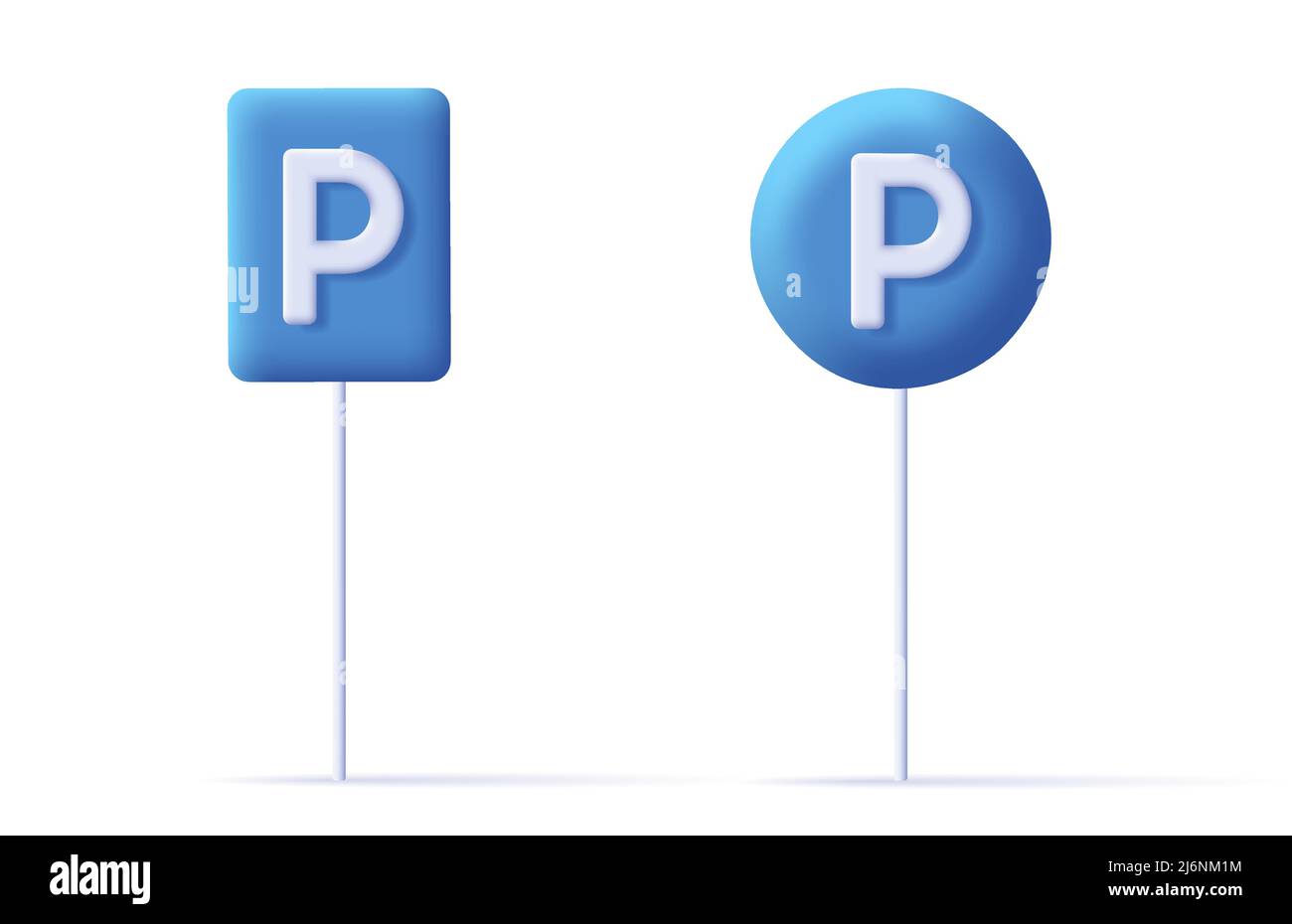 3d parking road sign, blue square and round shapes. Vector illustration ...