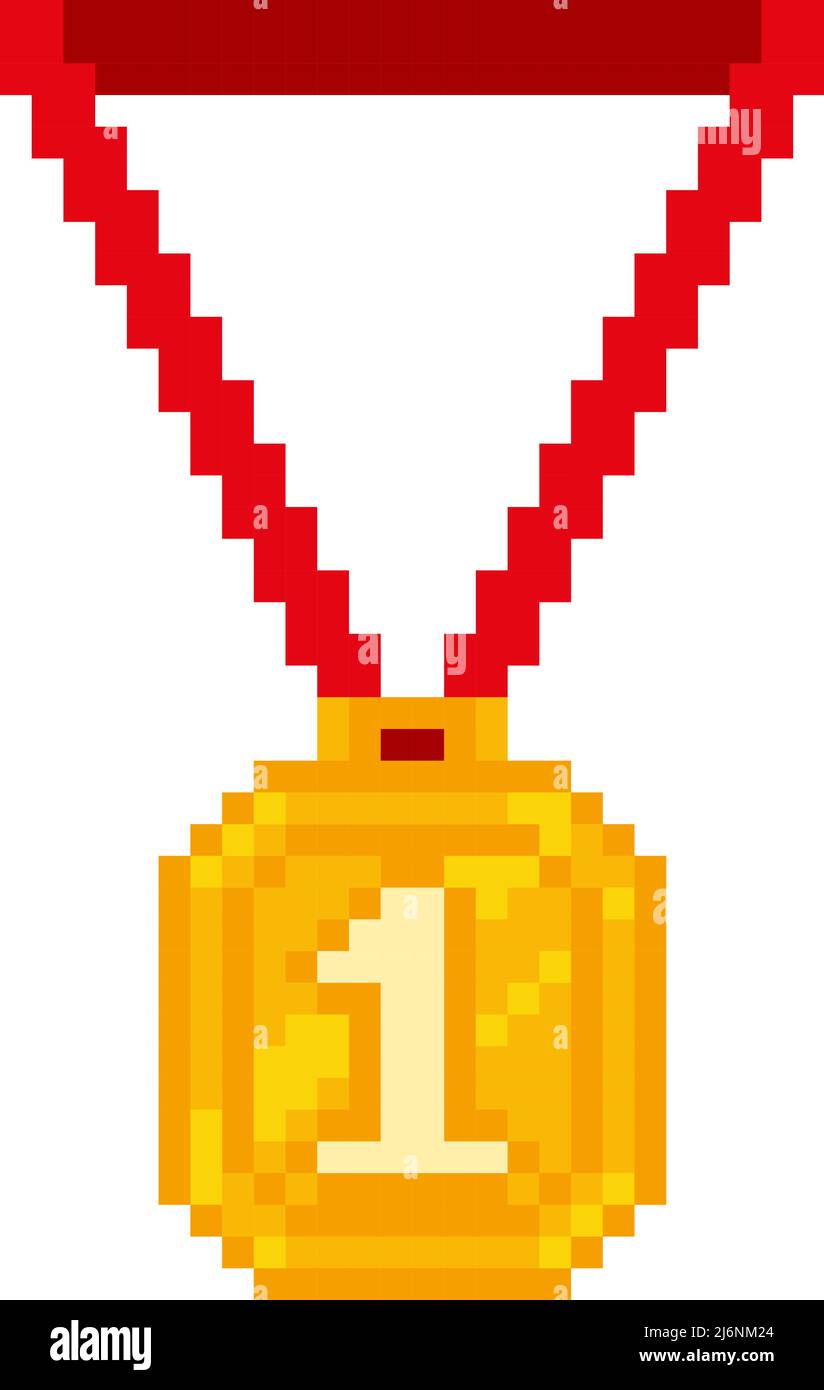 Pixel art medal icon for 8bit game on white background Stock Vector ...
