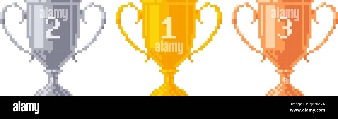 Pixel trophy cups. Vector illustration Stock Vector Image & Art - Alamy