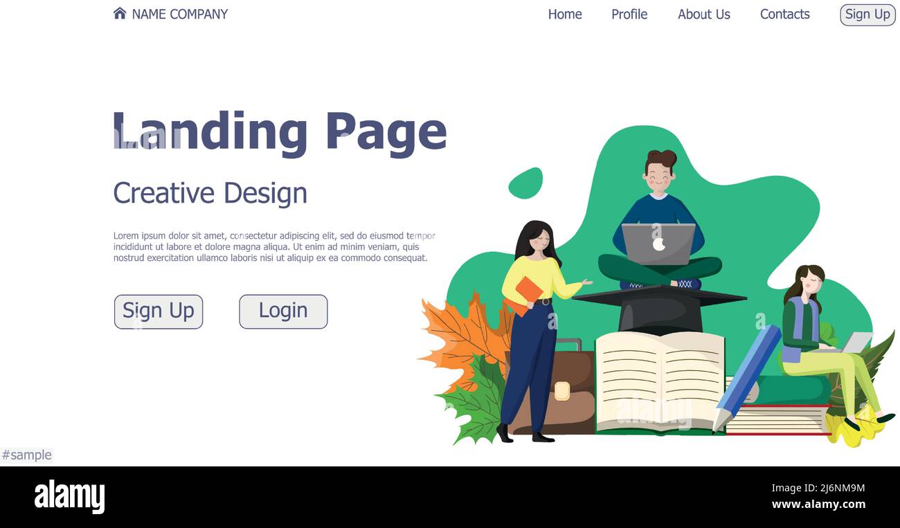 Concept design concept online school landing page website - Vector ...